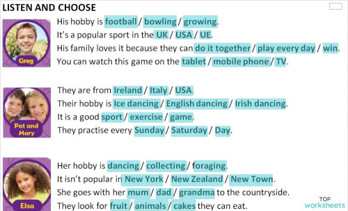 HOBBIES READING. Interactive worksheet | TopWorksheets