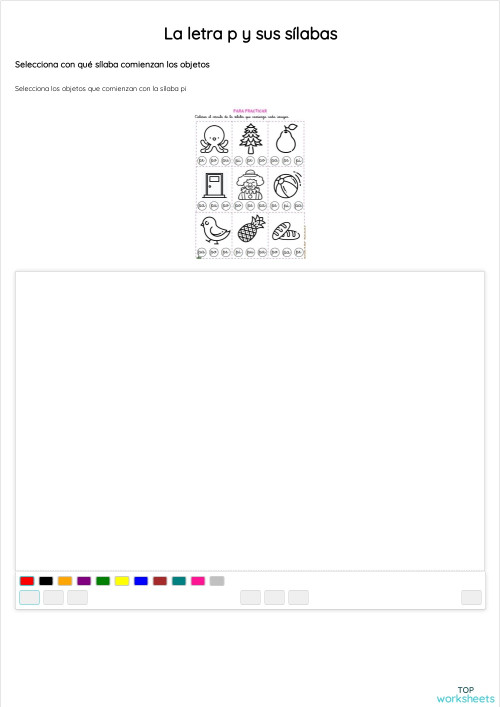 La letra p y sus sílabas. Ficha interactiva | TopWorksheets