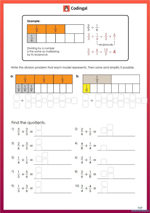M_G05M06L14_WC01_Operations_on_Fractions_Division_1. Interactive worksheet | TopWorksheets