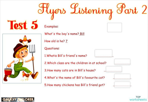 Flyers Listening Part 2_T5. Interactive worksheet | TopWorksheets