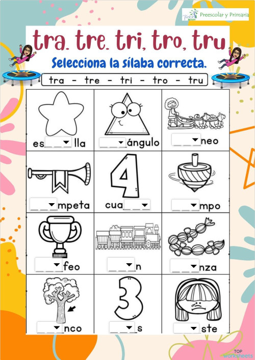 Sílabas Trabadas "tr"_Mtra. Faby. Ficha interactiva | TopWorksheets