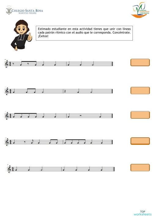 Unimos los patrones rítmicos. Ficha interactiva | TopWorksheets