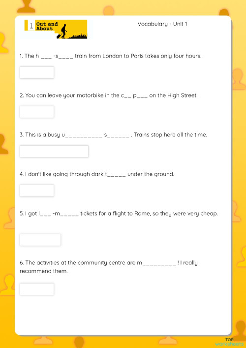 Vocabulary - Unit 1. Interactive worksheet | TopWorksheets