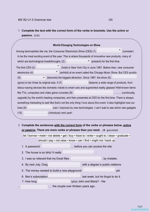 BIE B2 U5 Grammar U5 Passive Voice & The Causative. Interactive ...