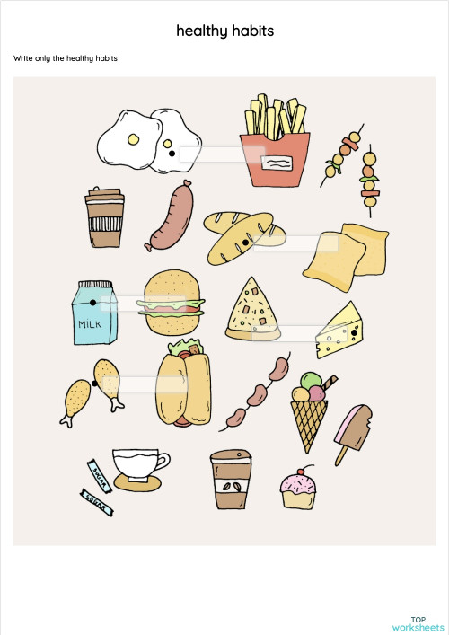 healthy habits. Interactive worksheet | TopWorksheets