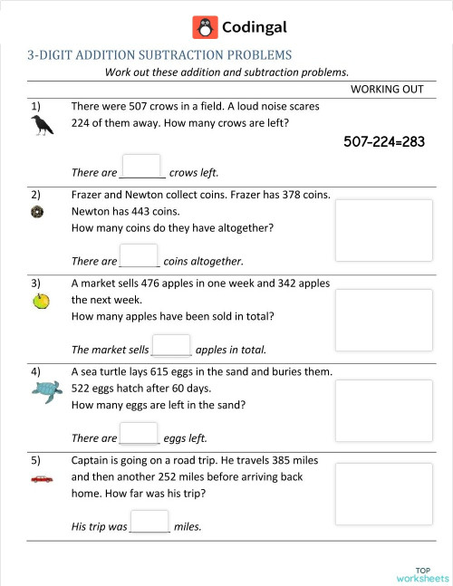 M_G02M08L36_WA02_3 digit Subtraction and Addition word Problems.. Interactive worksheet ...