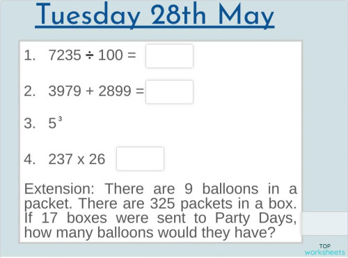 5 A Day 28/05/24. Interactive worksheet | TopWorksheets