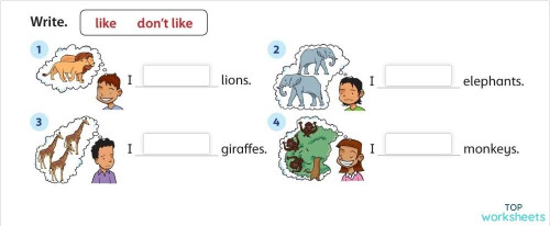 like - don’t like. Interactive worksheet | TopWorksheets