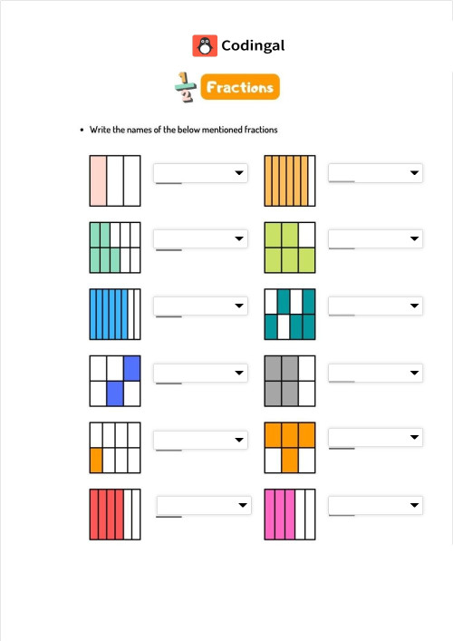 M_G05T01_WC01_Naming Fractions. Interactive worksheet | TopWorksheets