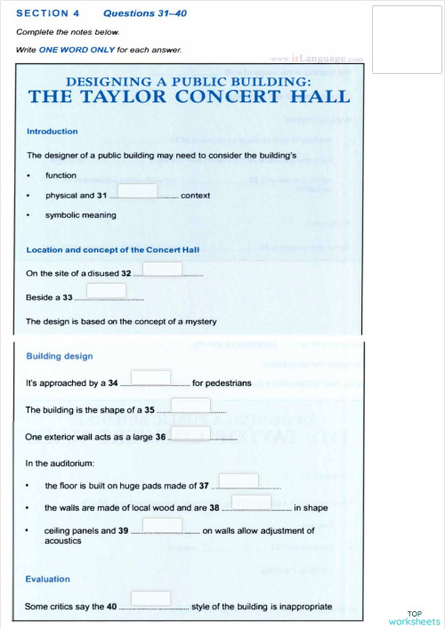 (LIS) CAM 11 - TEST 2 - SECTION 4. Interactive worksheet | TopWorksheets