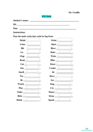 ING WORKSHEET. Interactive worksheet | TopWorksheets