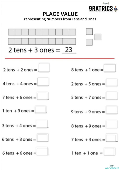 Place Value (Tens and Ones). Interactive worksheet | TopWorksheets