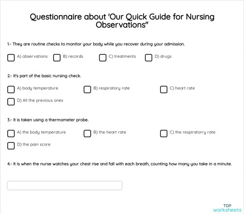 Questionnaire about 'Our Quick Guide for Nursing Observations ...