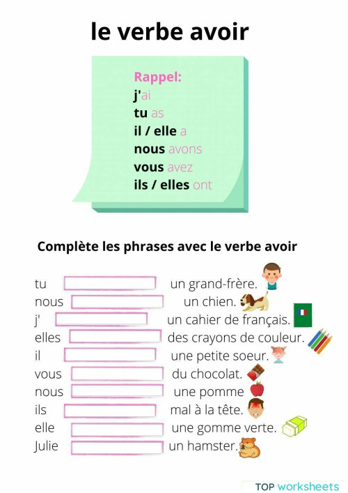 Verbe. Fiche interactive | TopWorksheets