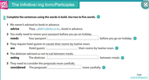 Key Word Transformation (Infinitive /Gerund) B2 FCE. Interactive ...