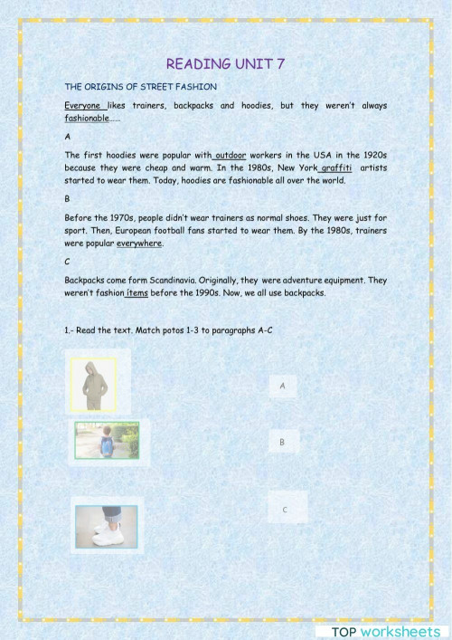 Reading. Interactive worksheet | TopWorksheets