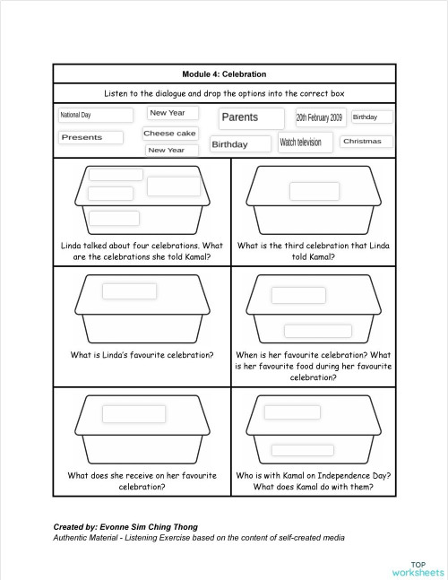 Module 4: Celebration - Listening Activity 2 Exercise. Interactive ...