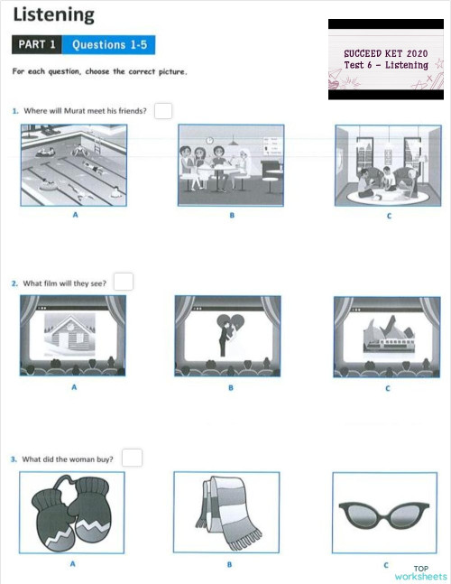 KET SUCCEED LISTENING TEST 6. Interactive worksheet | TopWorksheets