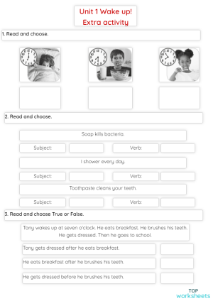Reinforcement Unit 1 Wake up!. Interactive worksheet | TopWorksheets