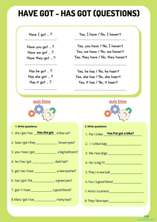 have got - has got questions. Interactive worksheet | TopWorksheets