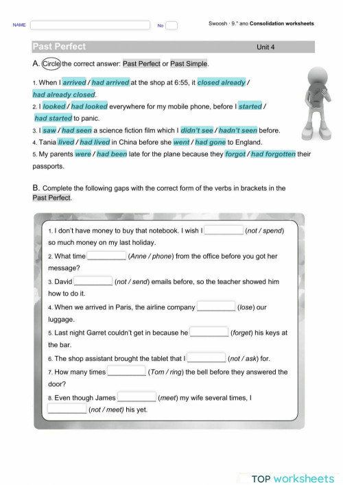Past Perfect Practice. Interactive worksheet | TopWorksheets