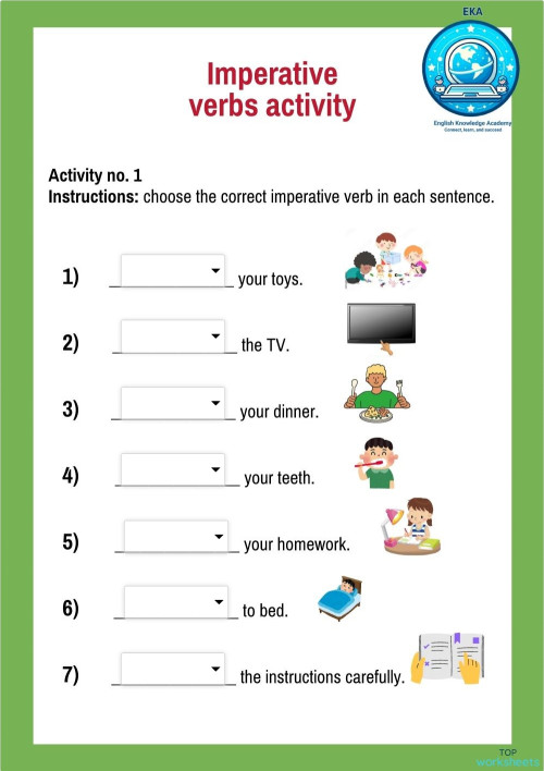 Imperative verbs activity. Interactive worksheet | TopWorksheets