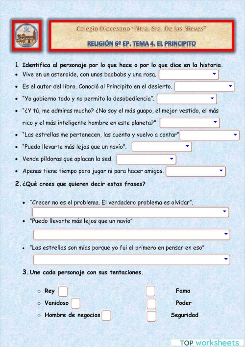 El Principito. Ficha interactiva | TopWorksheets