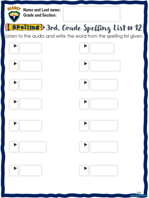 3rd. grade. Spelling 12. Interactive worksheet | TopWorksheets