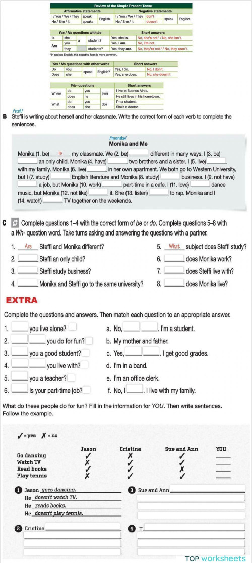 Basic 5 unit 1 Lesson A speaking and grammar. Interactive worksheet ...