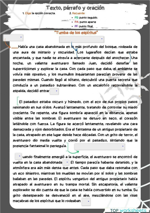 Texto, párrafo y oración.. Ficha interactiva | TopWorksheets