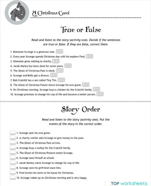 A christmas Carol. Interactive worksheet | TopWorksheets
