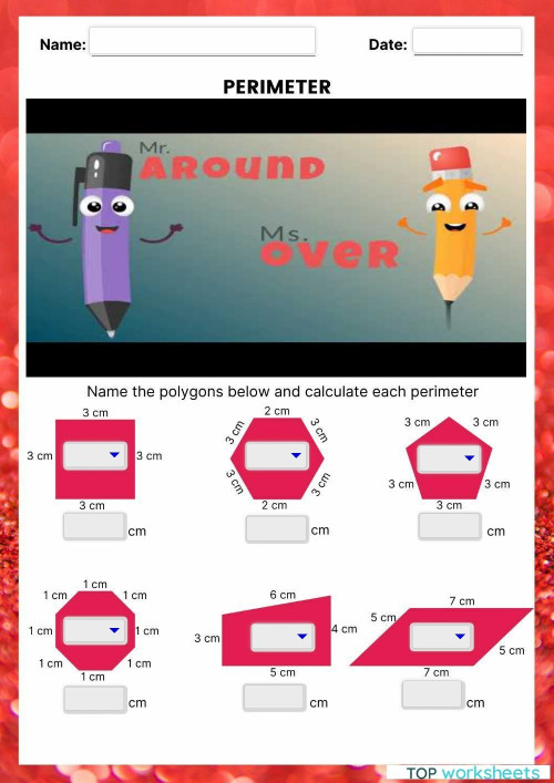 PERIMETER of Polygons. Interactive worksheet | TopWorksheets