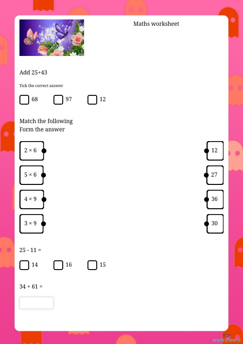 Maths worksheet. Interactive worksheet | TopWorksheets