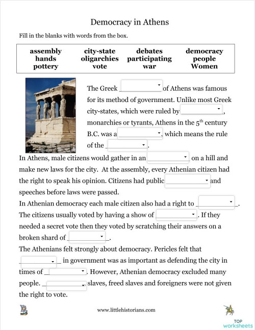 Democracy in Athens. Interactive worksheet | TopWorksheets