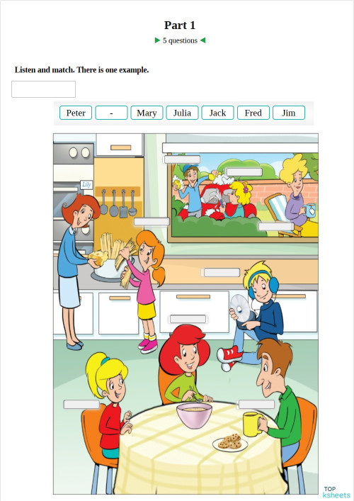 001 5th Listening Part 1. Interactive worksheet | TopWorksheets