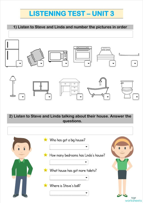 Unit 3 - LISTENING. Interactive worksheet | TopWorksheets