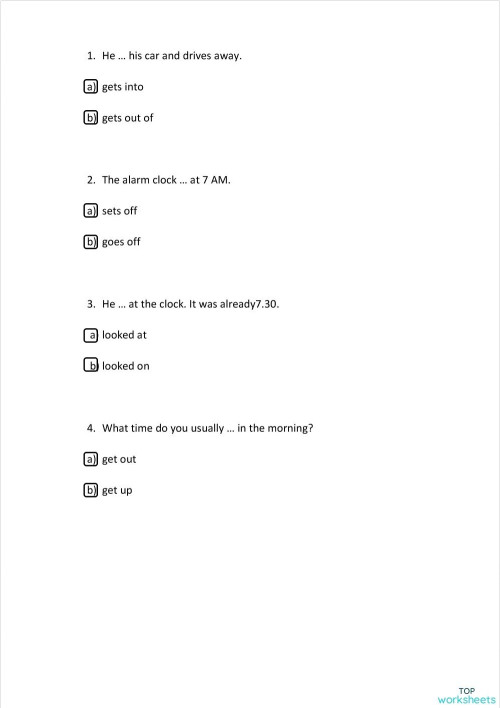 Early in the morning. Interactive worksheet | TopWorksheets
