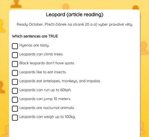 Leopard (article reading). Interactive worksheet | TopWorksheets