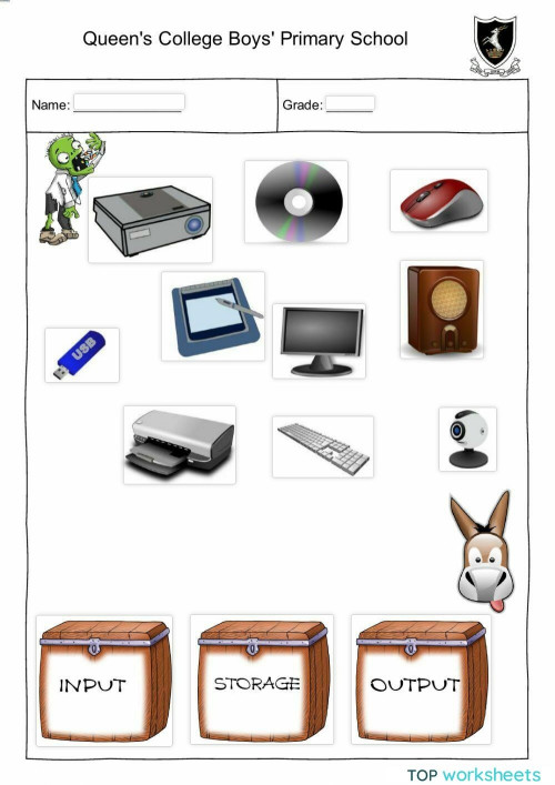 Computers - drag and drop. Interactive worksheet | TopWorksheets