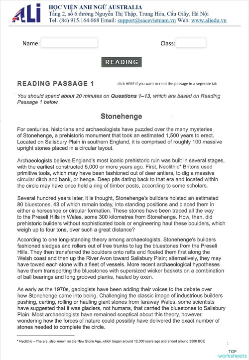 IELTS Prep_Reading Test 6. Interactive worksheet | TopWorksheets