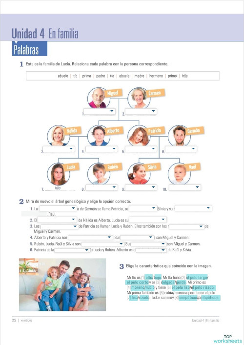 4 En familia. Ficha interactiva | TopWorksheets