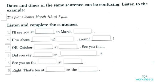 learn to listen time. Interactive worksheet | TopWorksheets