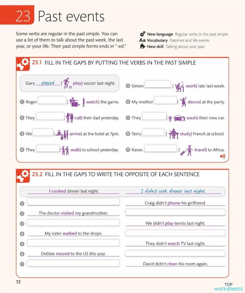 8A Past events. Interactive worksheet | TopWorksheets