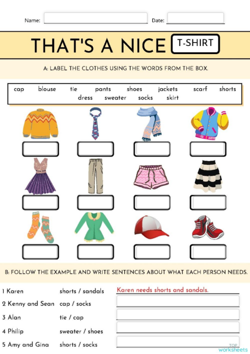Need and Want. Interactive worksheet | TopWorksheets
