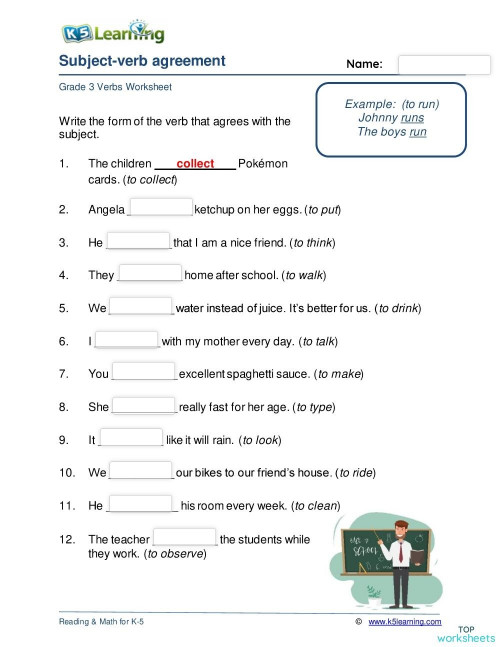 Subject Verb Agreement. Interactive worksheet | TopWorksheets
