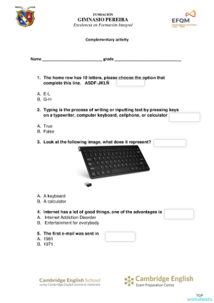 Complementary activity technology G.P. Interactive worksheet ...