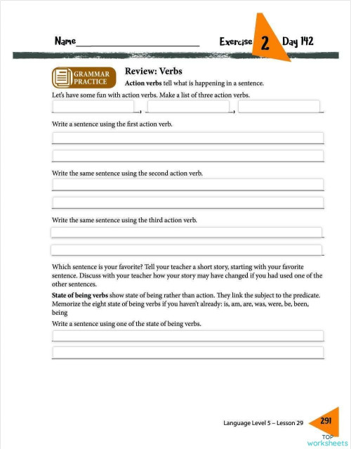 Lesson 29: Pg 291-292 Grammar Practice Ex 2. Interactive worksheet ...