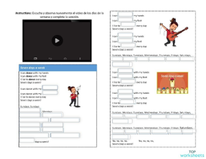 SEVEN DAYS A WEEK SONG. Interactive worksheet | TopWorksheets