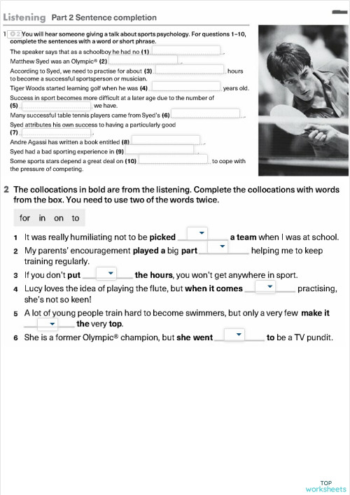 UNIT 2 LISTENING PART 2 SENTENCE COMPLETION-COLOCATIONS-READING AND USE ...