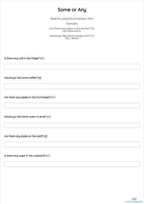 Some or Any. Interactive worksheet | TopWorksheets